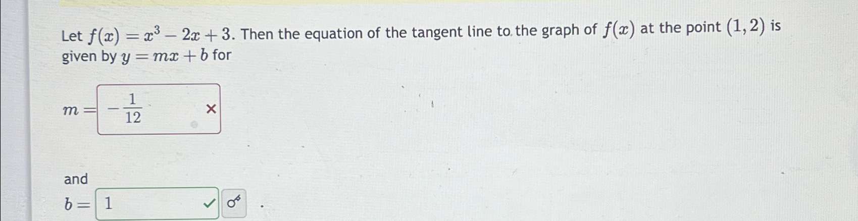 Solved Let f(x)=x3-2x+3. ﻿Then the equation of the tangent | Chegg.com