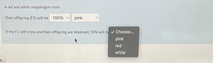 Solved A red and white snapdragon cross. Their offspring | Chegg.com