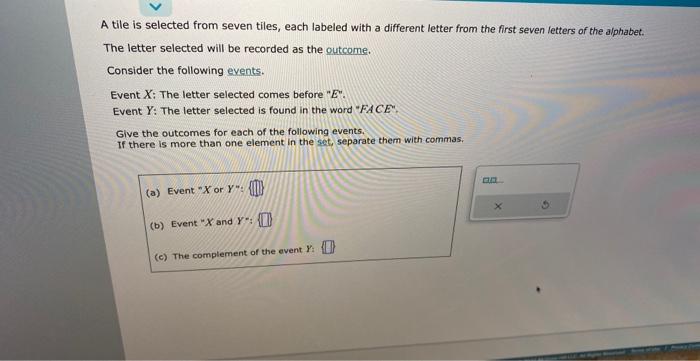Solved A tile is selected from seven tiles, each labeled | Chegg.com