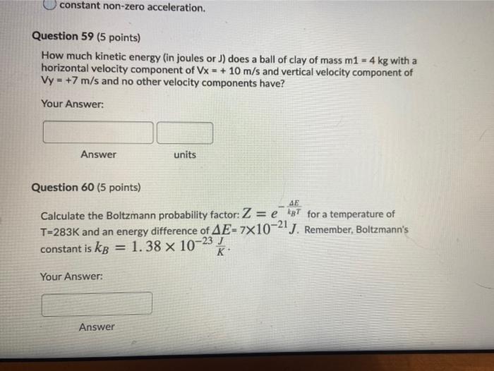 Solved constant non-zero acceleration. Question 59 (5 | Chegg.com