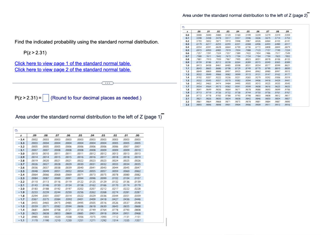 Solved Find the indicated probability using the standard | Chegg.com