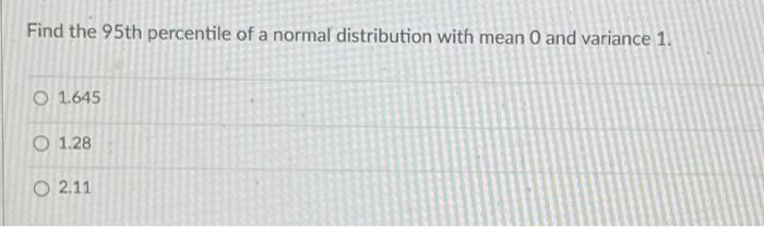 Solved Find the 95th percentile of a normal distribution | Chegg.com