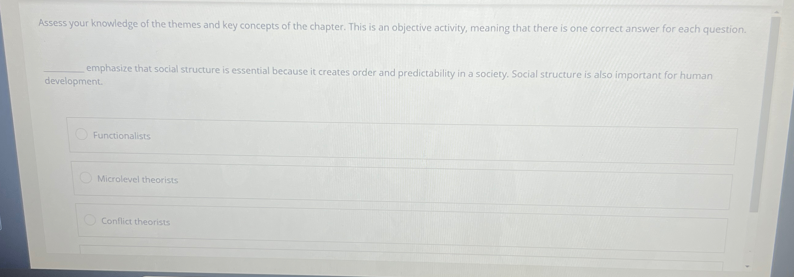 Solved Assess your knowledge of the themes and key concepts | Chegg.com