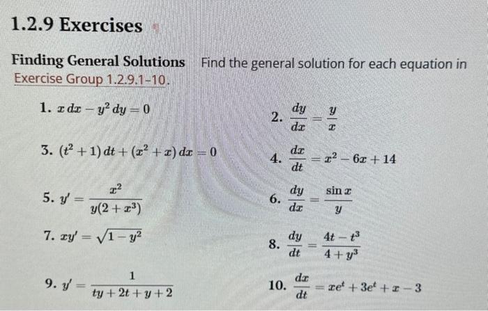 Solved Finding General Solutions Find the general solution | Chegg.com