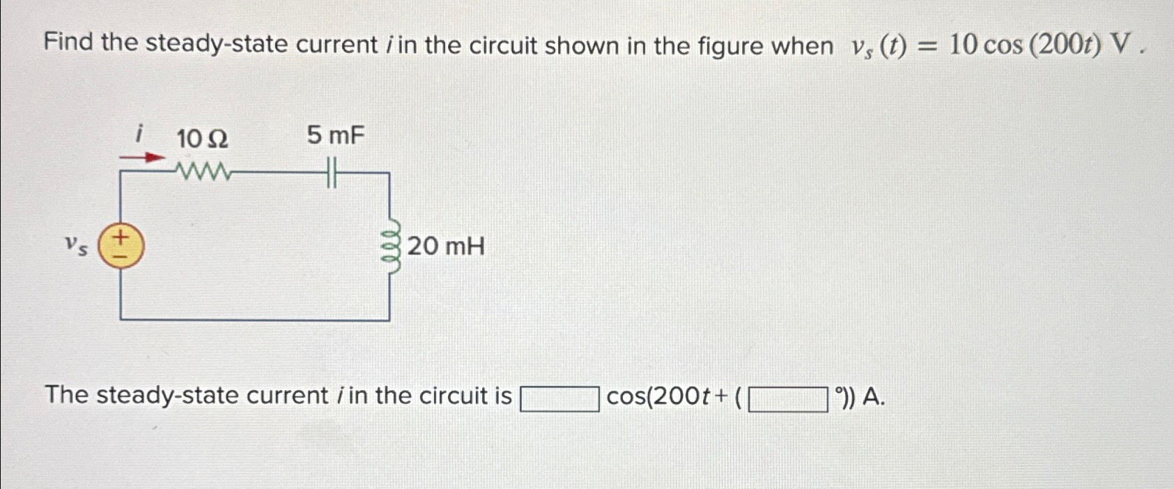 Solved Find the steady-state current i ﻿in the circuit shown | Chegg.com