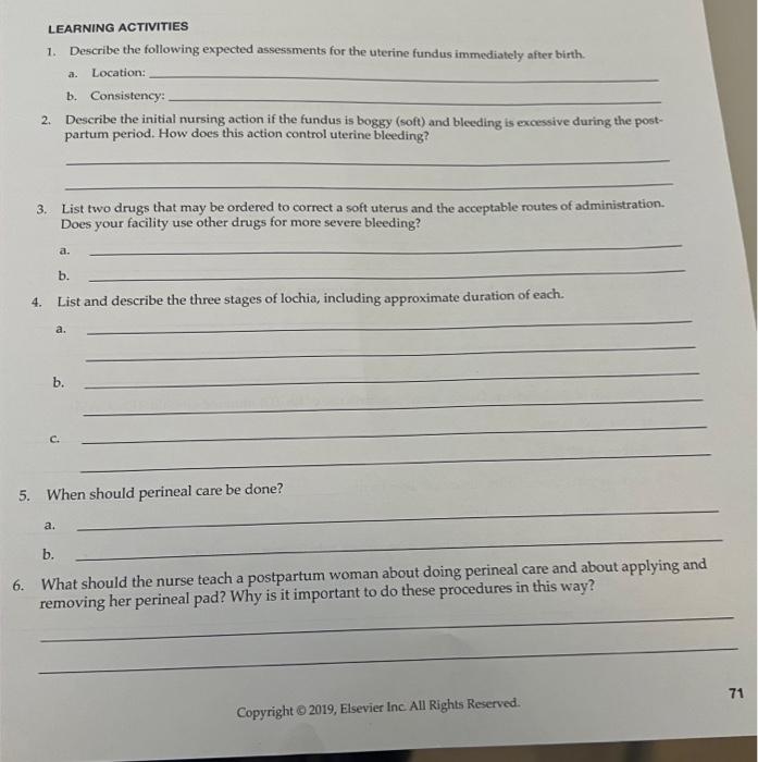 Solved LEARNING ACTIVITIES 1. Describe the following | Chegg.com