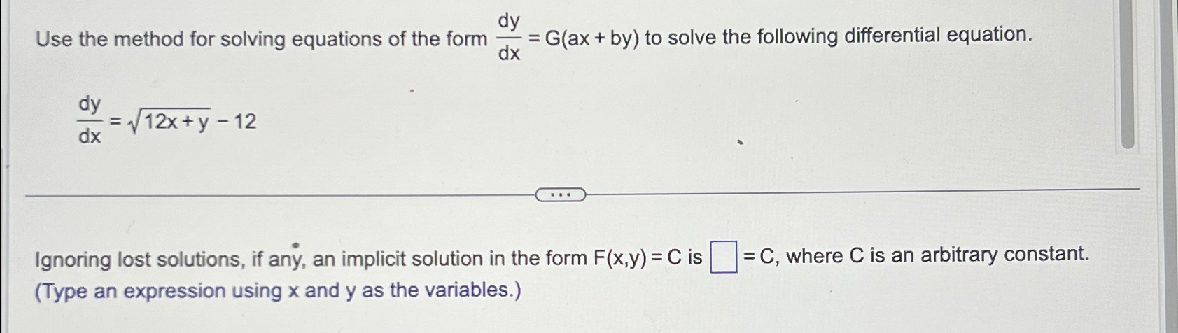 Solved Use the method for solving equations of the form | Chegg.com