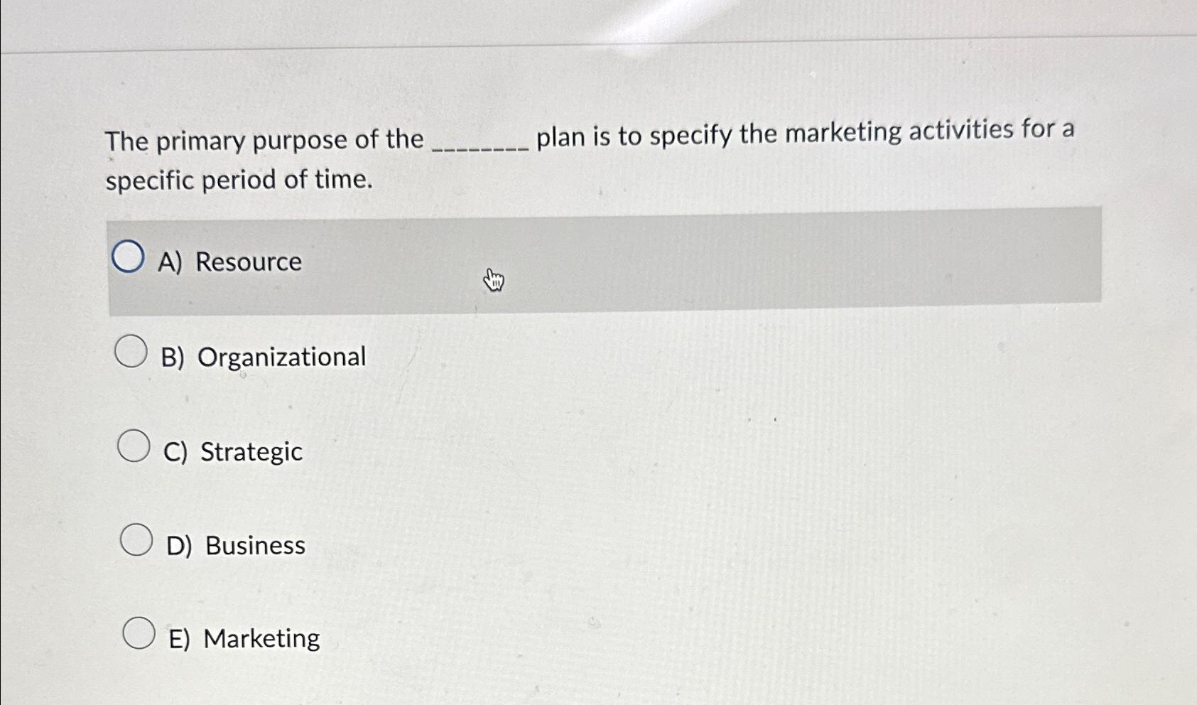 Solved The primary purpose of the plan is to specify the | Chegg.com