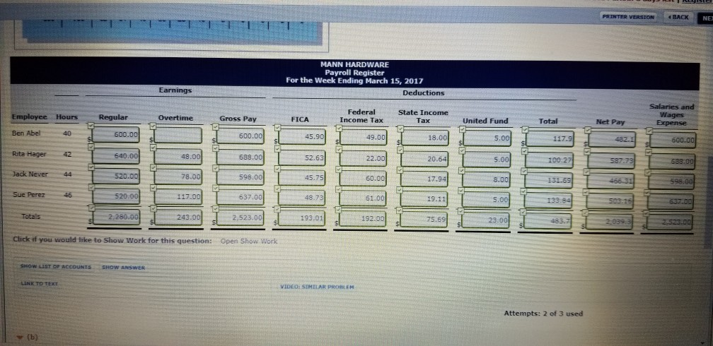 Solved PRINTER VERSION « « BACK NI th Problem 11-3A (Part | Chegg.com