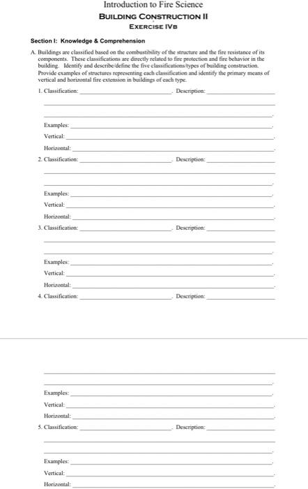 Solved Introduction to Fire Science BUILDING CONSTRUCTION II | Chegg.com