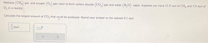 Solved Methane (CH4) gas and oxygen (O2) gas react to form | Chegg.com