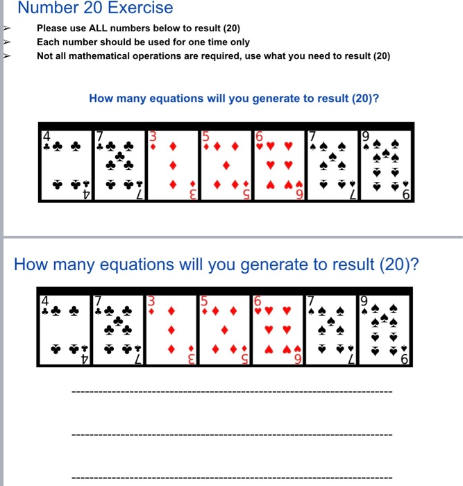 Solved Number 20 Exercise Please use ALL numbers below to | Chegg.com