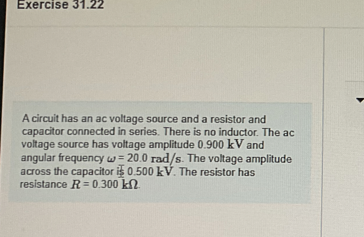 High Quality SOLUTION Exercise 31.22A circuit has an ac voltage source and | Chegg.com