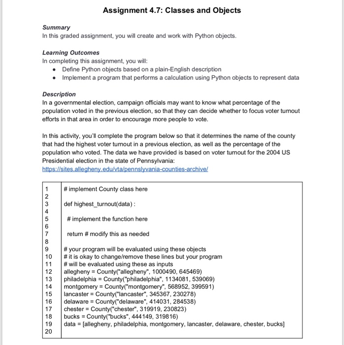 Solved Assignment 47 Classes Objects Summary Graded Assignment Create Work Python Objects 4105