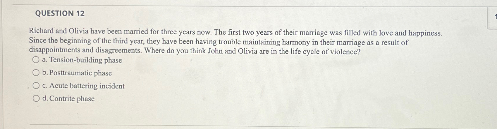 Solved QUESTION 12Richard and Olivia have been married for | Chegg.com