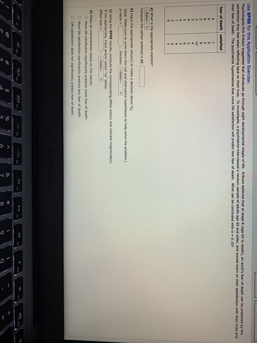 Solved Use SPSS for this Application Exercise: Psychologists | Chegg.com