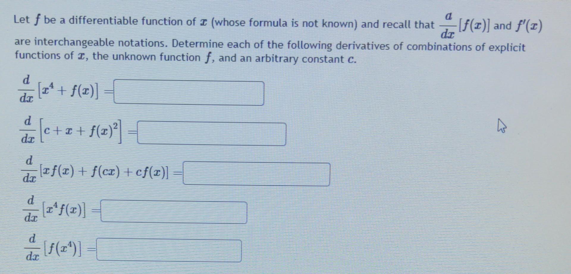 Solved Let f be a differentiable function of x (whose | Chegg.com
