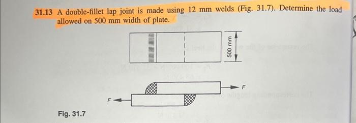 Solved A double fillet lap joint is made using 12 mm welds. | Chegg.com