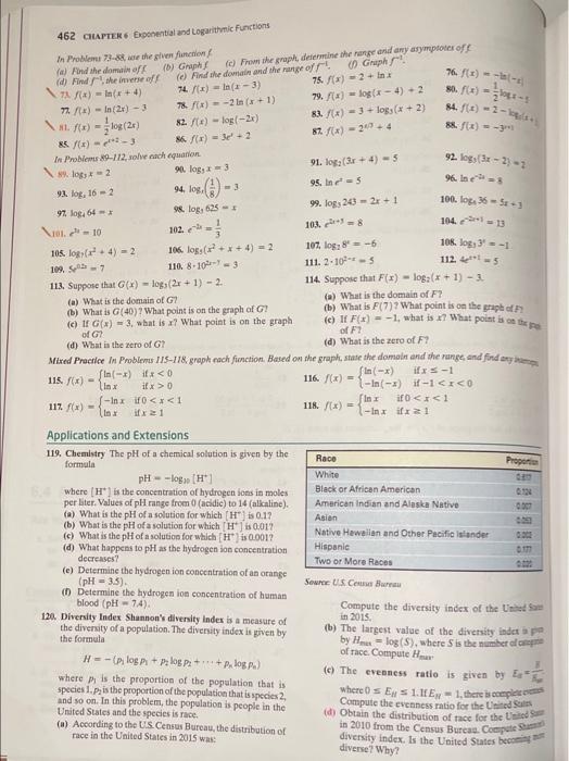 Solved 460 CHAPTER 6 Exponential and Logarithmic Functions | Chegg.com