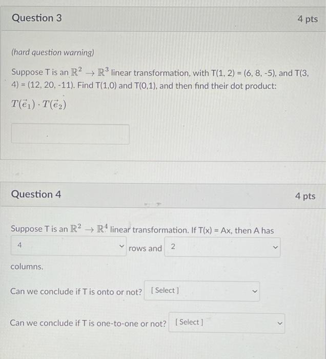 Solved Question 3 4 pts (hard question warning) Suppose T is | Chegg.com