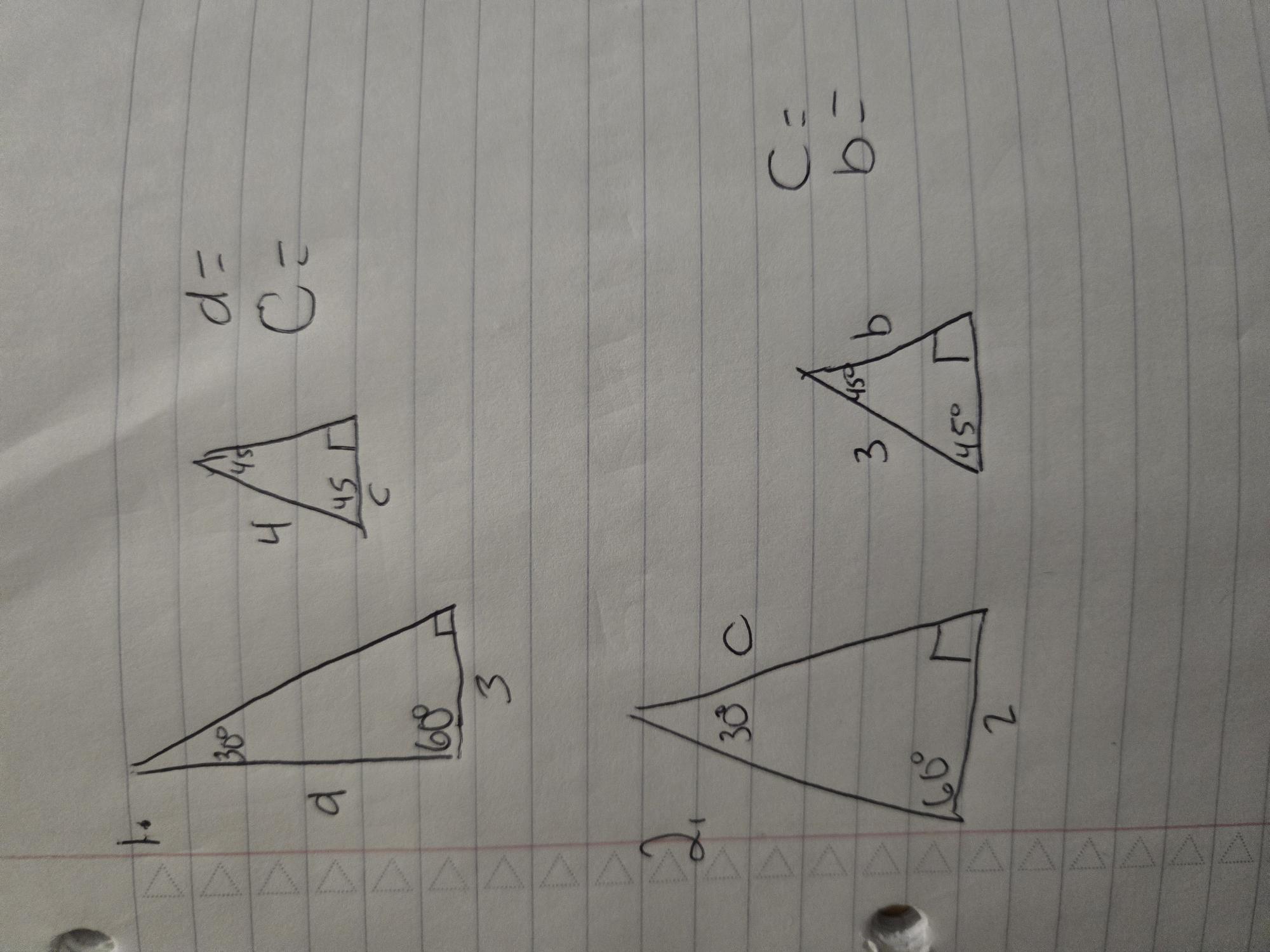 Solved 1.For the right triangles below, find the exact | Chegg.com