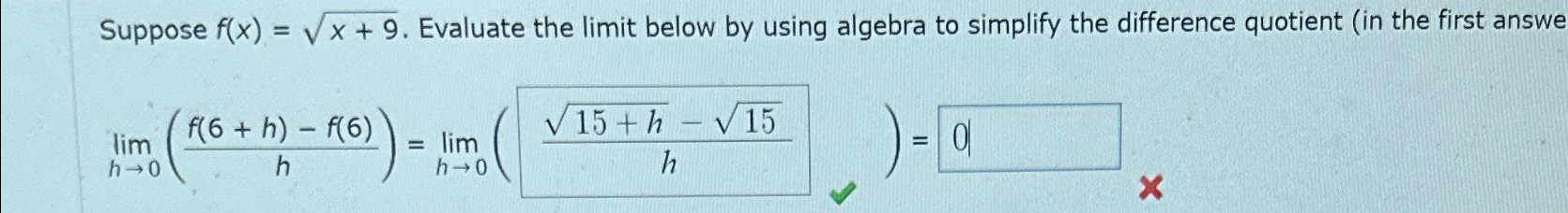 Solved Suppose f(x)=x+92. ﻿Evaluate the limit below by using | Chegg.com