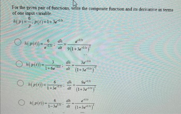 Solved For the given pair of functions, write the composite | Chegg.com