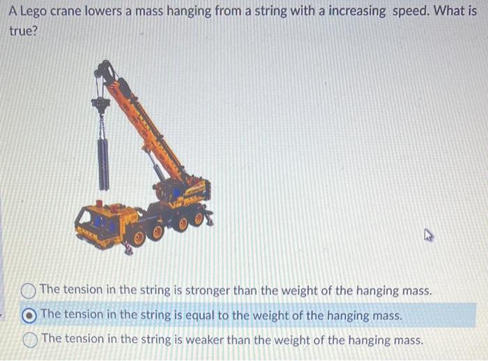 Solved A Lego crane lowers a mass hanging from a string with | Chegg.com