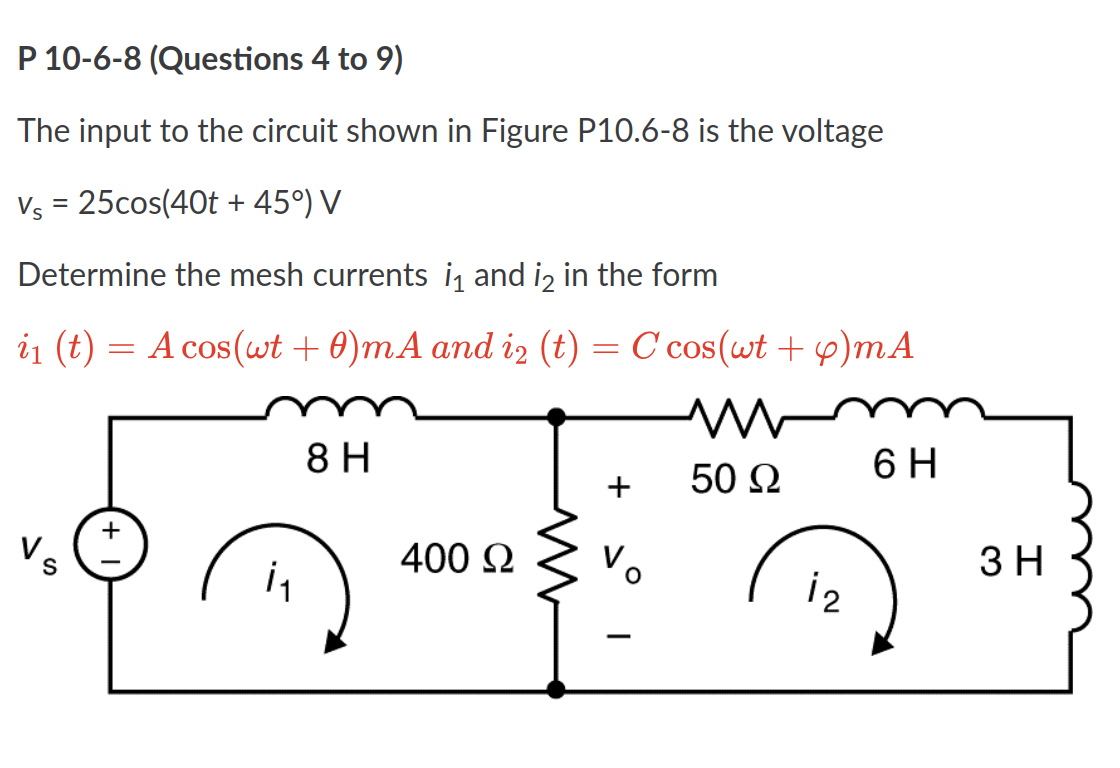 Solved P 10-6-8 (Questions 4 to 9)The input to ﻿the circuit | Chegg.com