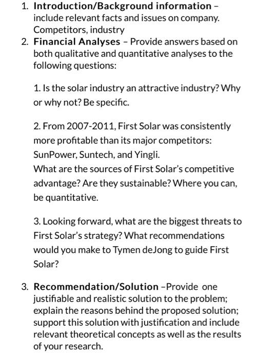 Solved 1. Introduction/Background information include | Chegg.com