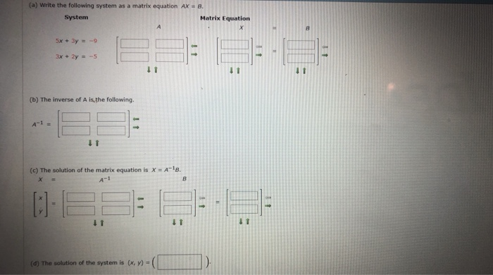 Solved (a) Write the following system as a matrix equation | Chegg.com