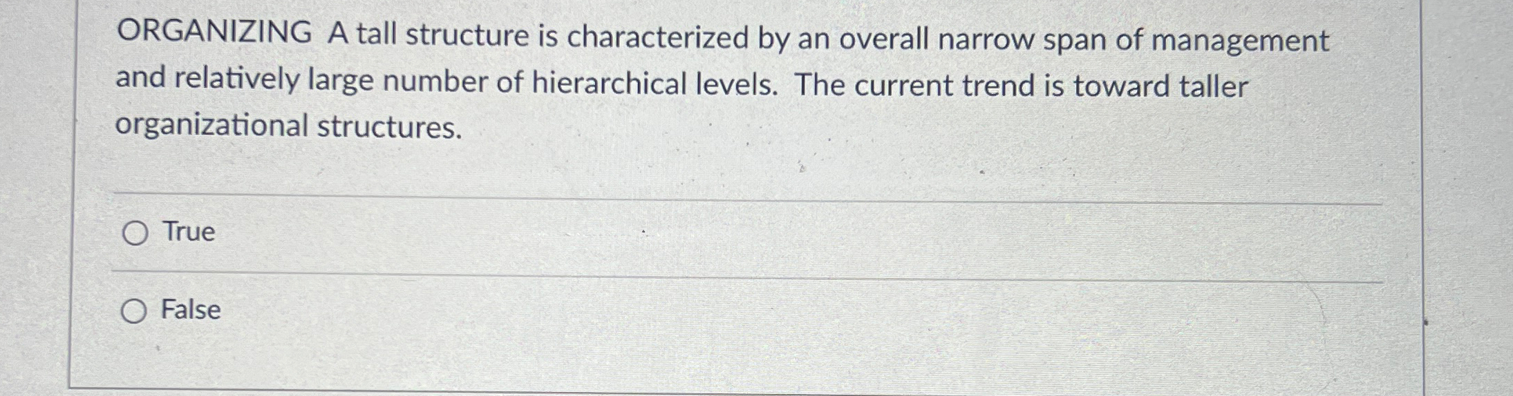 Solved ORGANIZING A tall structure is characterized by an | Chegg.com