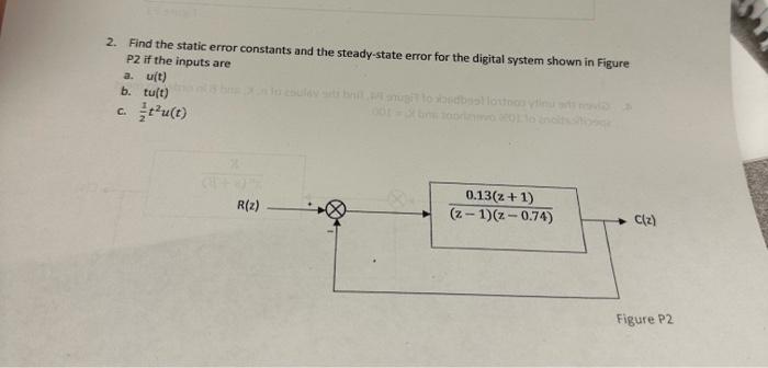 Solved 2. Find the static error constants and the | Chegg.com