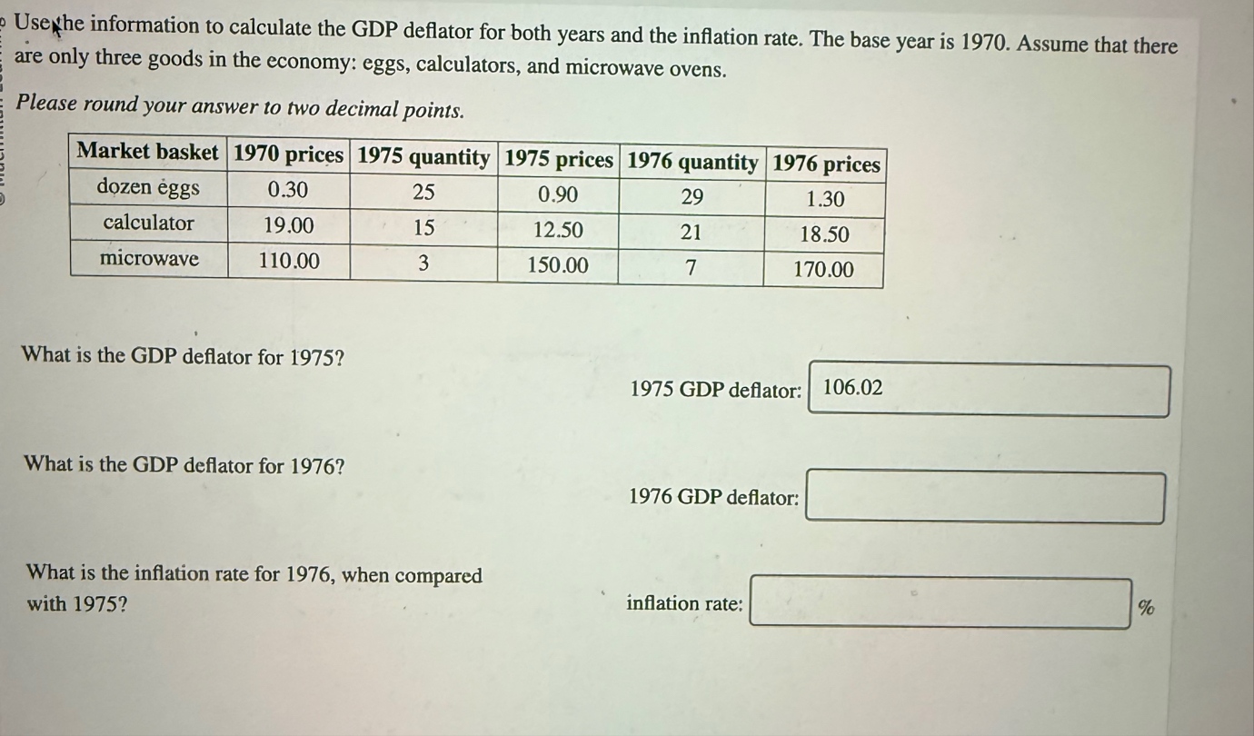 Solved Use the information to calculate the GDP deflator for | Chegg.com
