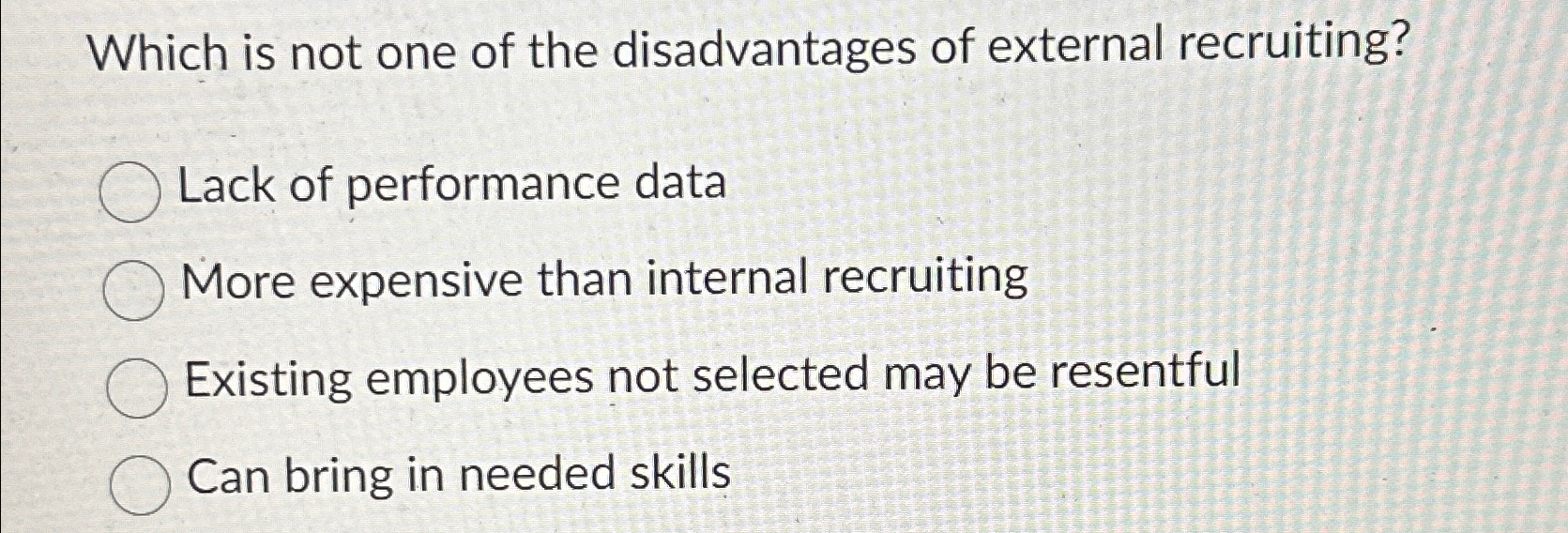 Solved Which is not one of the disadvantages of external | Chegg.com