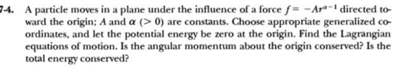 Solved A particle moves in a plane under the influence of a | Chegg.com