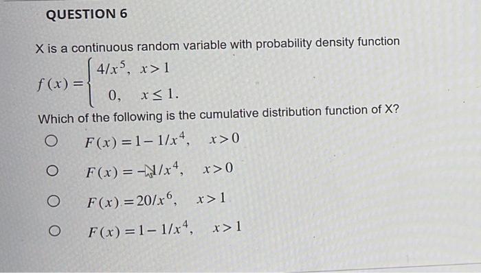 Solved X is a continuous random variable with probability | Chegg.com