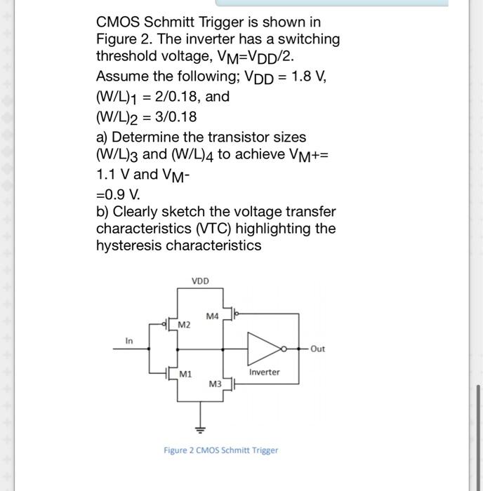 Solved CMOS Schmitt Trigger is shown in Figure 2. The | Chegg.com