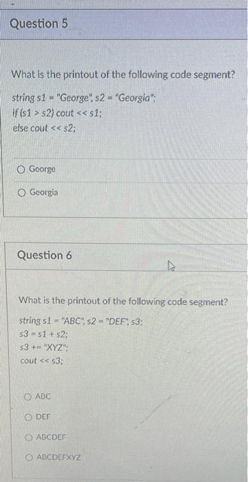 Solved What is the printout of the following code segment? | Chegg.com