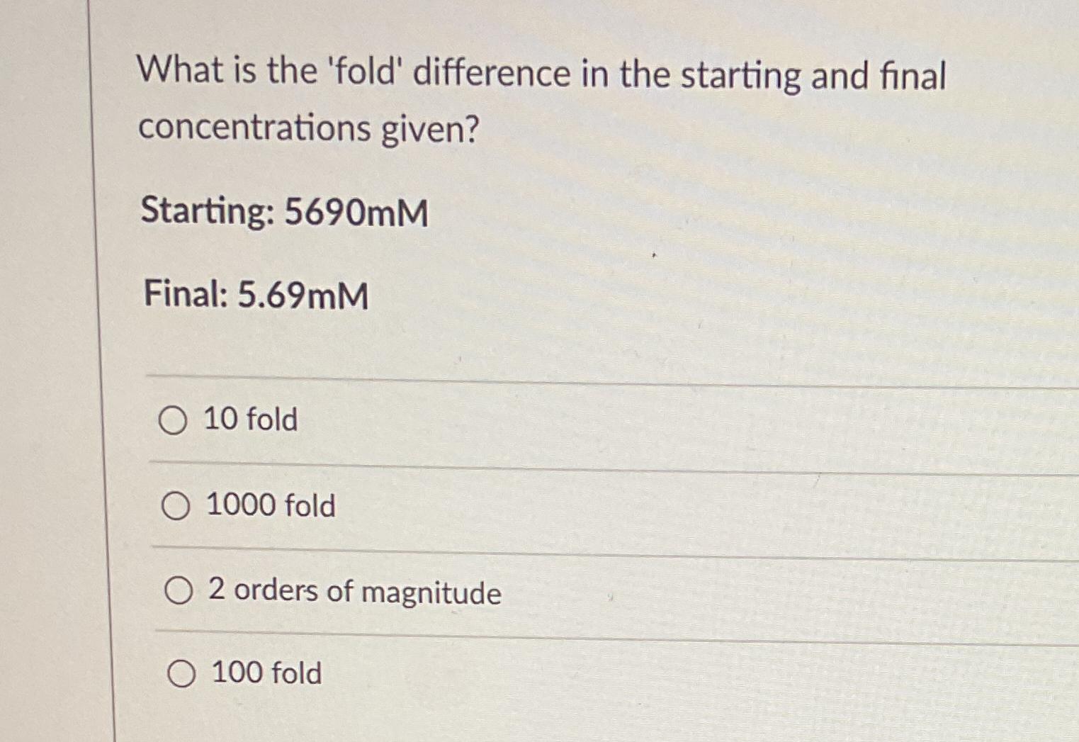 Solved What is the 'fold' difference in the starting and | Chegg.com