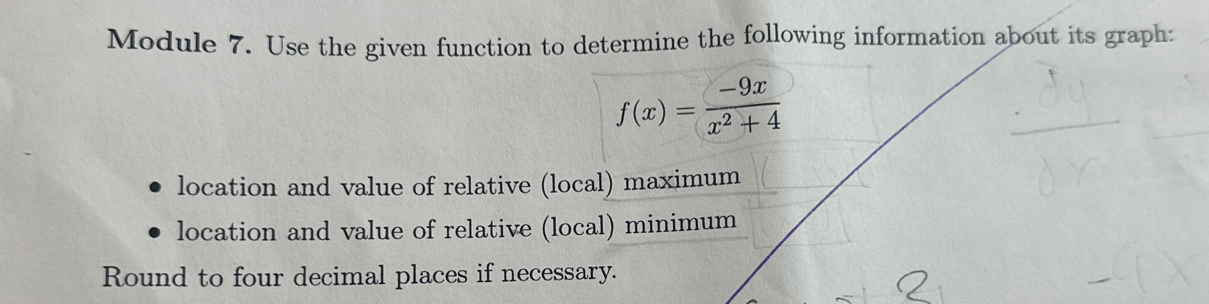 Solved Module 7. ﻿Use the given function to determine the | Chegg.com