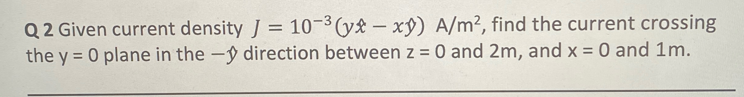 Solved Q 2 ﻿Given current density | Chegg.com