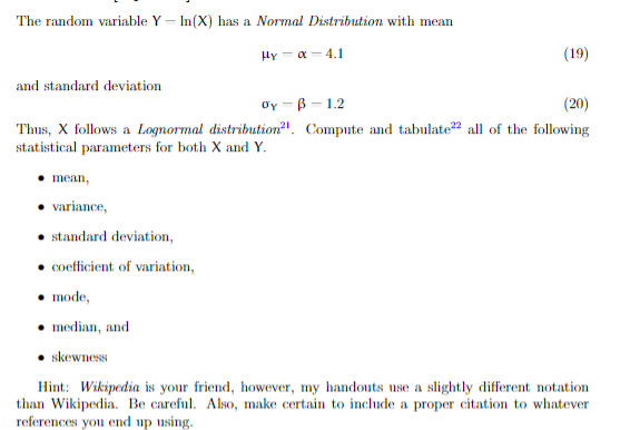The random variable Y-ln(x) ﻿has a Normal | Chegg.com
