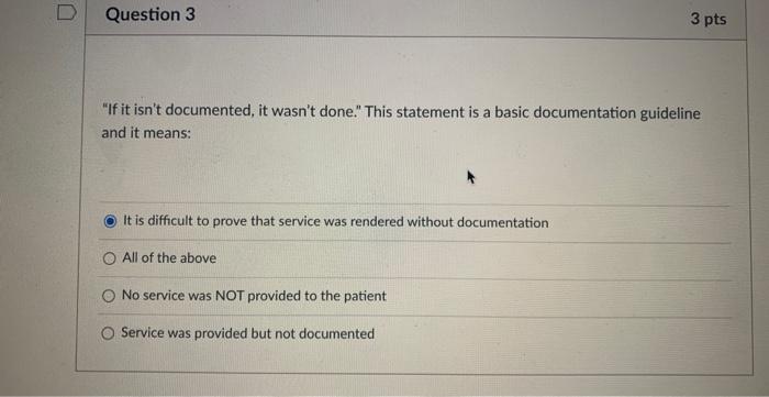 Solved "If it isn't documented, it wasn't done." This | Chegg.com