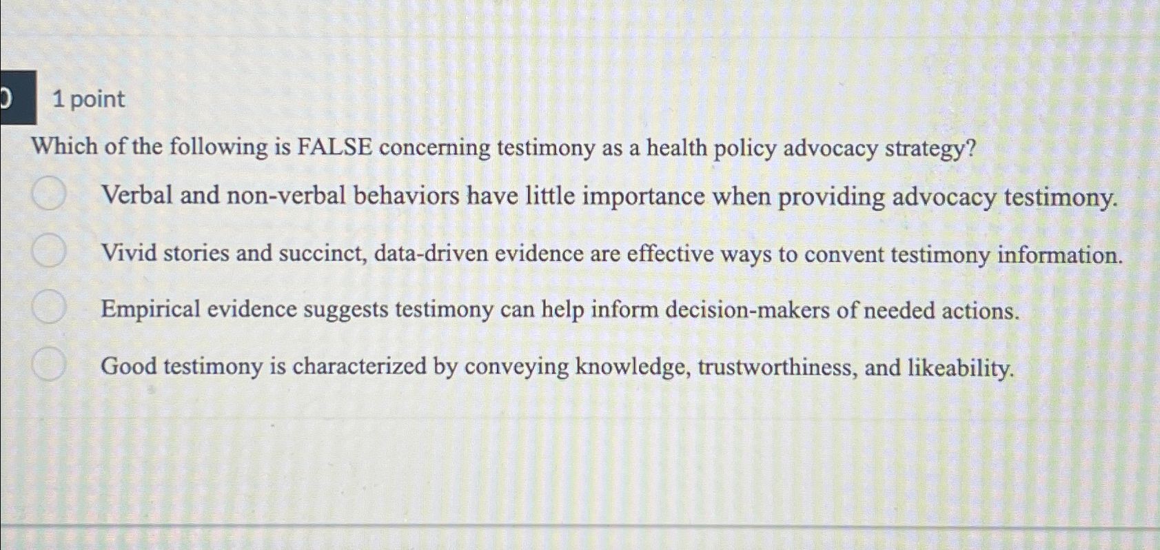 Solved 1 ﻿pointWhich of the following is FALSE concerning | Chegg.com