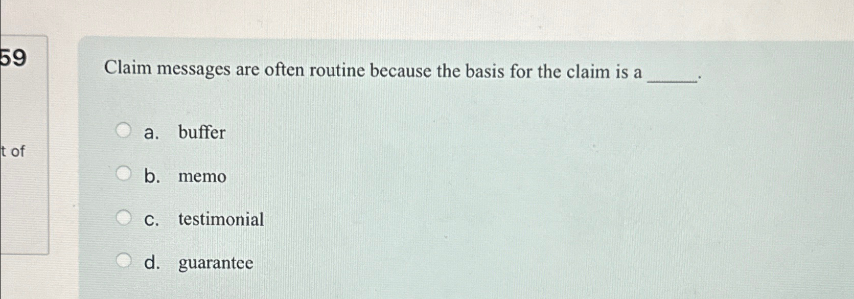 Solved Claim messages are often routine because the basis | Chegg.com