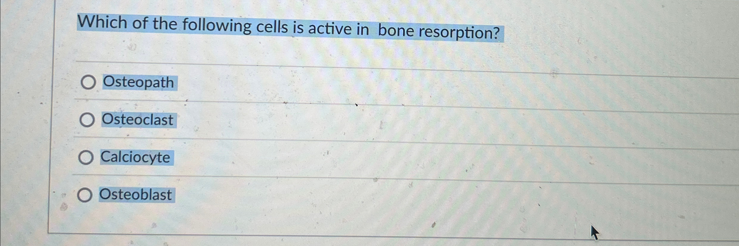 Solved Which of the following cells is active in bone | Chegg.com