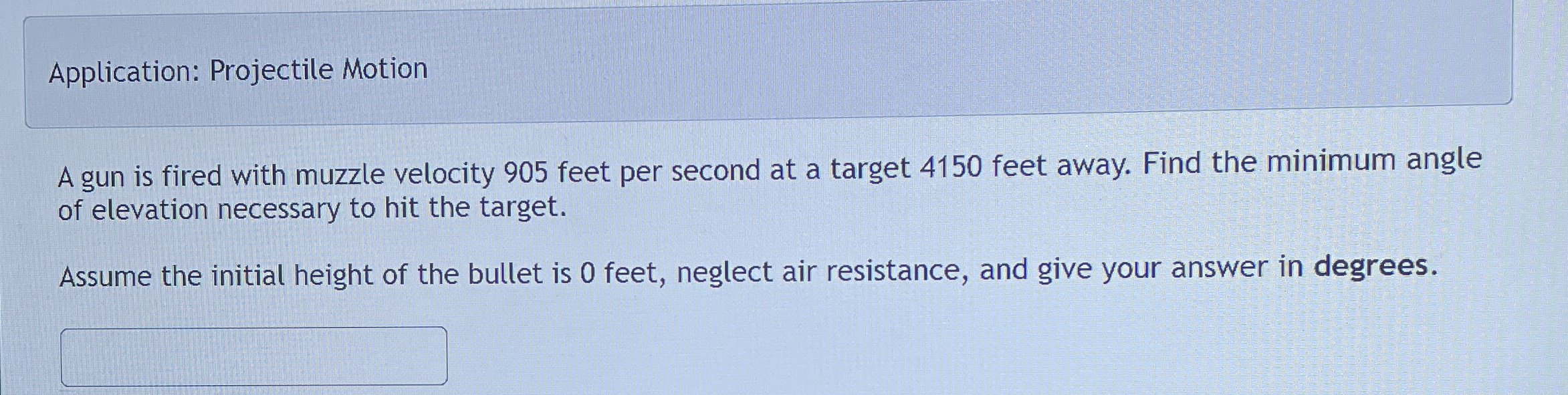 Solved Application: Projectile MotionA gun is fired with | Chegg.com