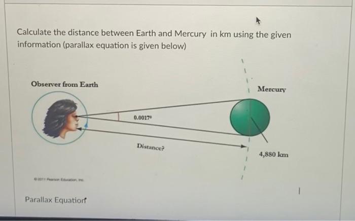 Calculate the distance between Earth and Mercury in | Chegg.com
