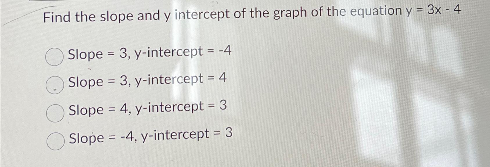 Solved Find the slope and y ﻿intercept of the graph of the | Chegg.com